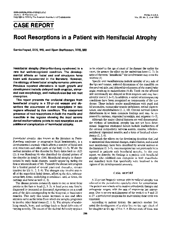 (PDF) Root resorptions in a patient with hemifacial atrophy