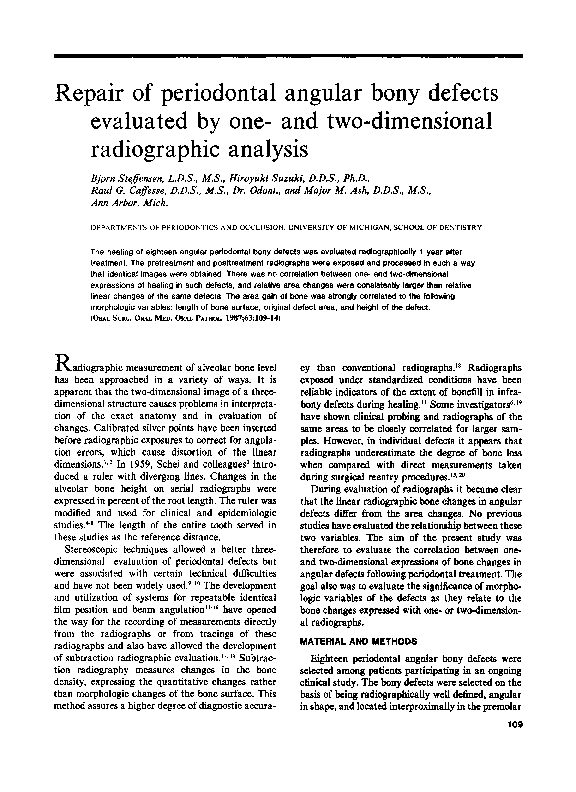 (PDF) Repair of periodontal angular bony defects evaluated by one- and ...