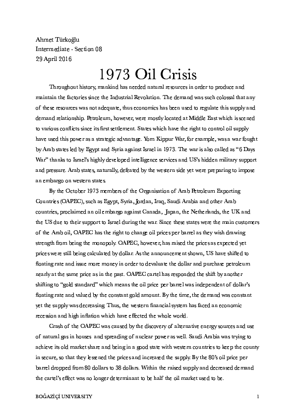 (PDF) 1973 Oil Crisis: Opec