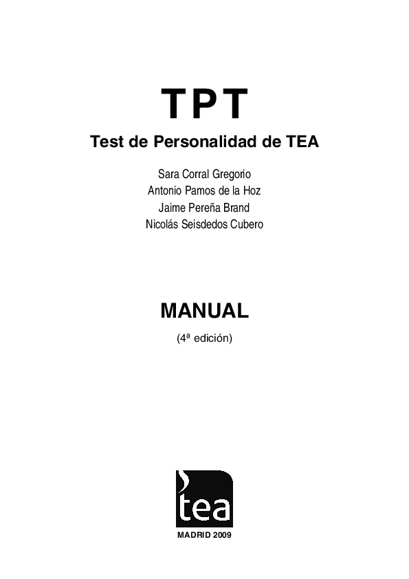 (PDF) T P T Test de Personalidad de TEA