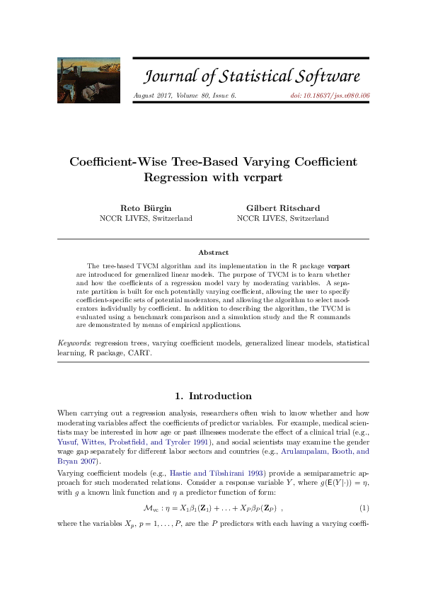 (PDF) Coefficient-Wise Tree-Based Varying Coefficient Regression with vcrpart