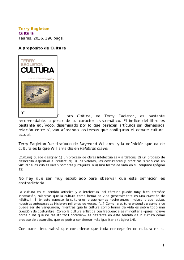 (PDF) Eagleton Terry Cultura