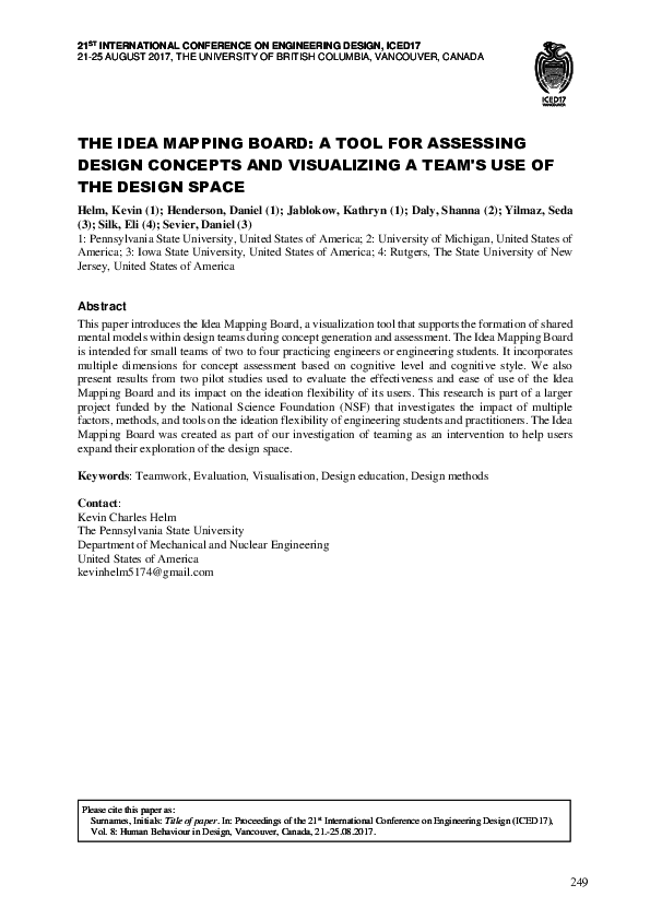 (PDF) The Idea Mapping Board: A tool for assessing design concepts and ...