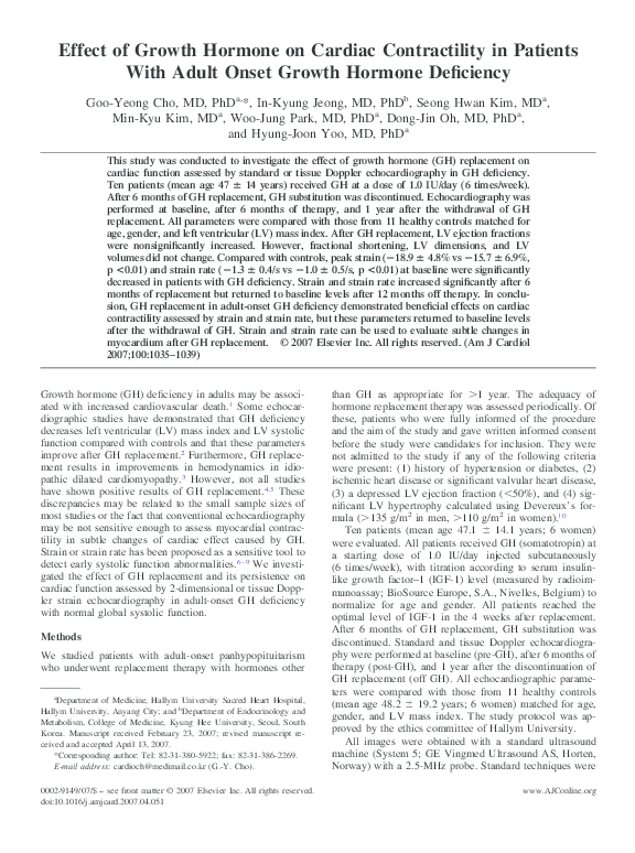 (PDF) Effect of Growth Hormone on Cardiac Contractility in Patients ...