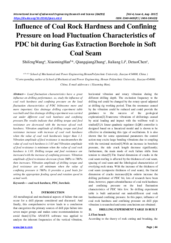(PDF) Influence of Coal Rock Hardness and Confining Pressure on load ...