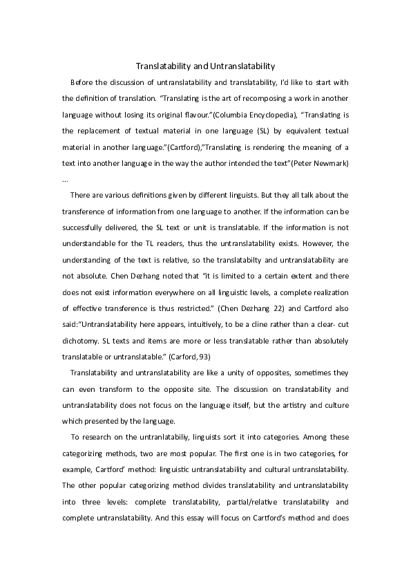 (DOC) Translatability and Untranslatability