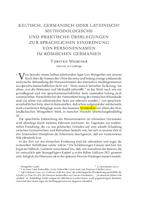 (PDF) Keltisch, Germanisch oder Lateinisch? Methodologische und ...