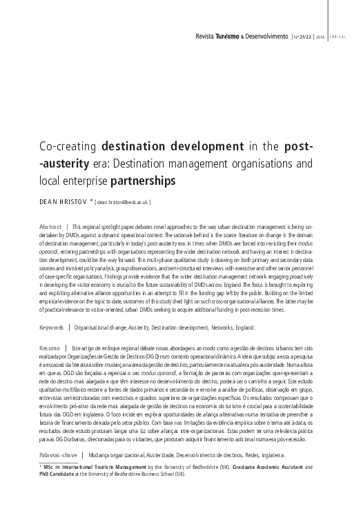 (PDF) Co-creating destination development in the post-austerity era ...