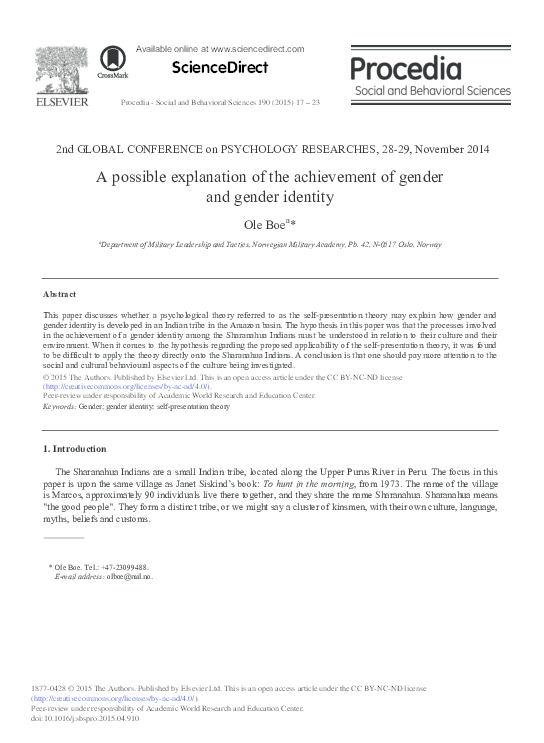(PDF) A possible explanation of the achievement of gender and gender ...