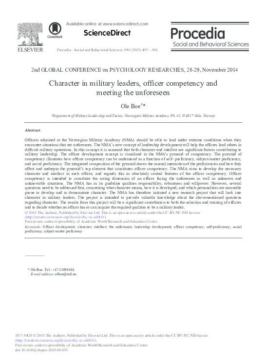 (PDF) Character in military leaders, officer competency and meeting the ...