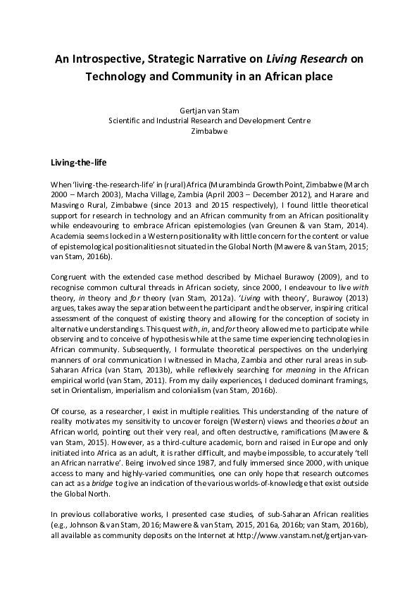 (PDF) An Introspective, Strategic Narrative on Living Research on ...