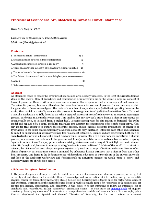 (DOC) Processes of Science and Art, Modeled by Toroidal Flux of Information