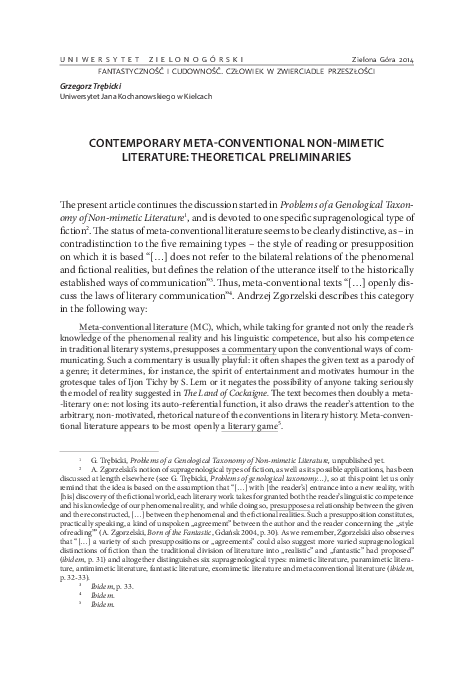 (PDF) Contemporary Meta-conventional non-mimetic literature ...