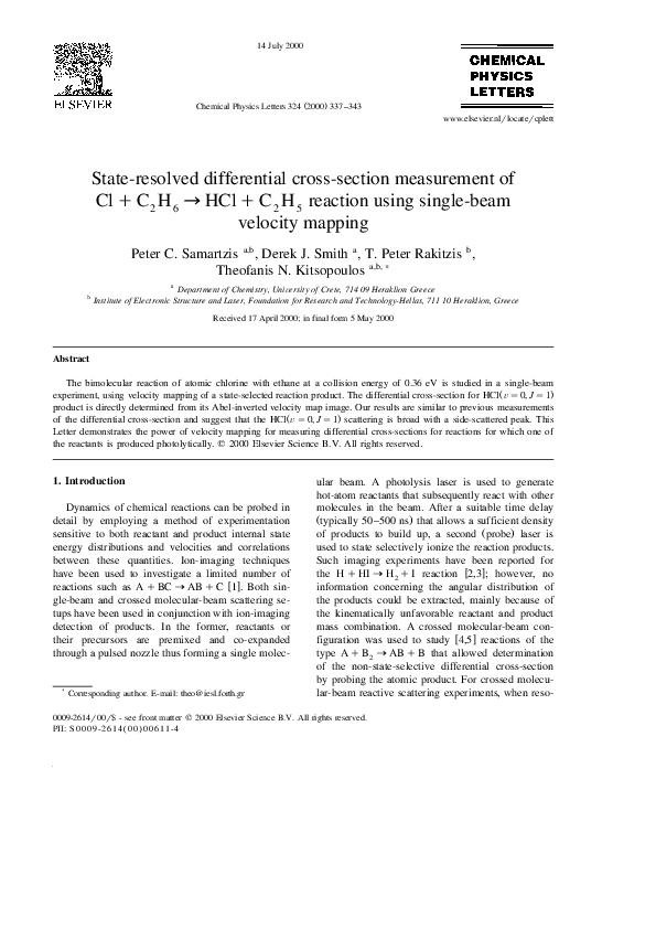 Pdf State Resolved Differential Cross Section Measurement Of Cl C2h6→
