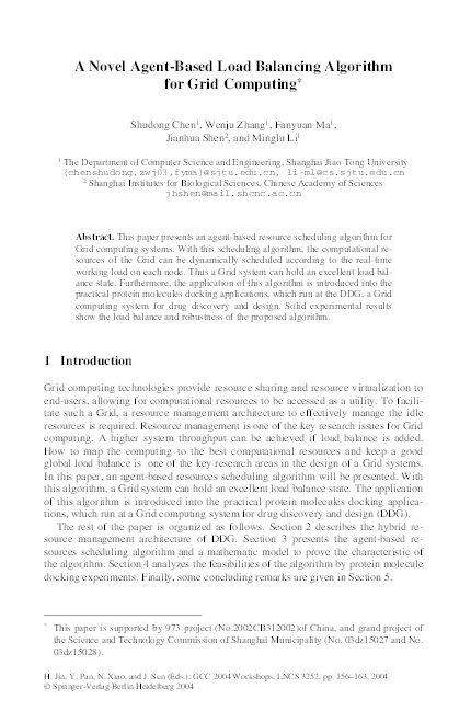 Pdf A Novel Agent Based Load Balancing Algorithm For Grid Computing 