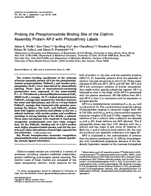 (PDF) Probing the Phosphoinositide Binding Site of the Clathrin ...