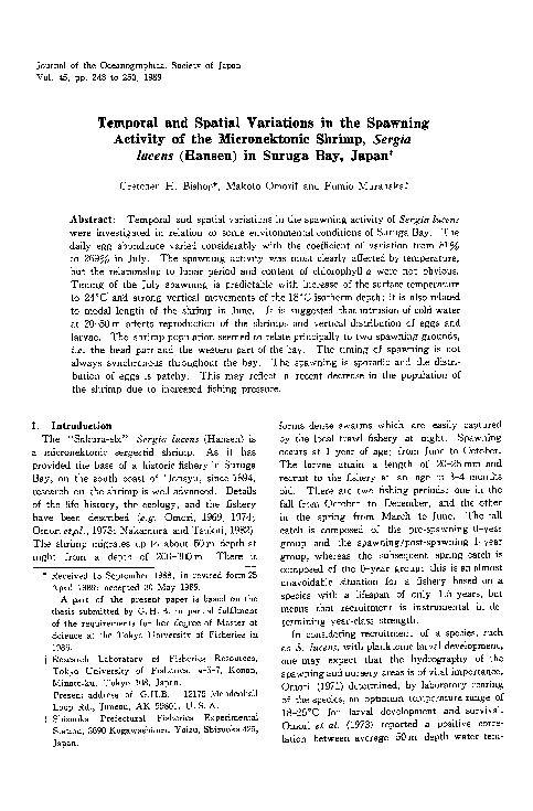 (PDF) Temporal and spatial variations in the spawning activity of the ...