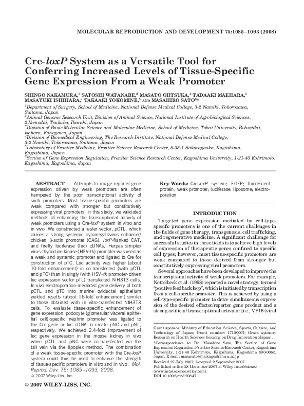 (PDF) Cre-loxP system as a versatile tool for conferring increased ...