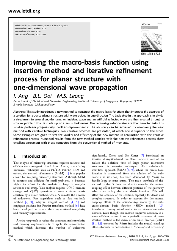 (PDF) Improving the macro-basis function using insertion method and iterative refinement process ...