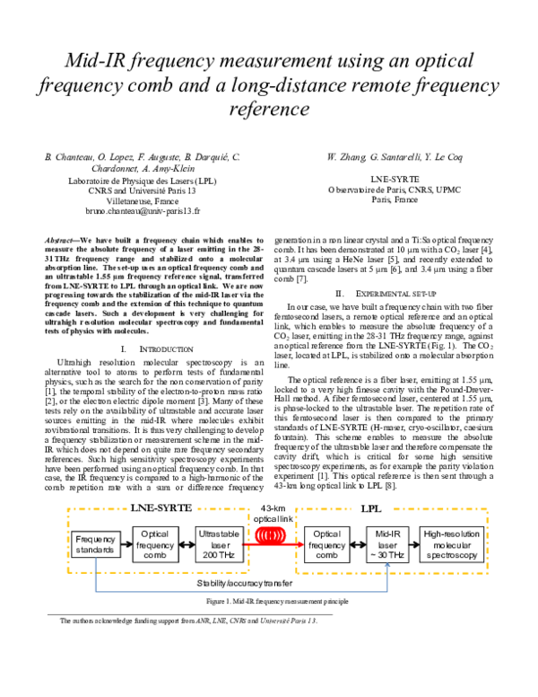 (PDF) Mid-IR frequency measurement using an optical