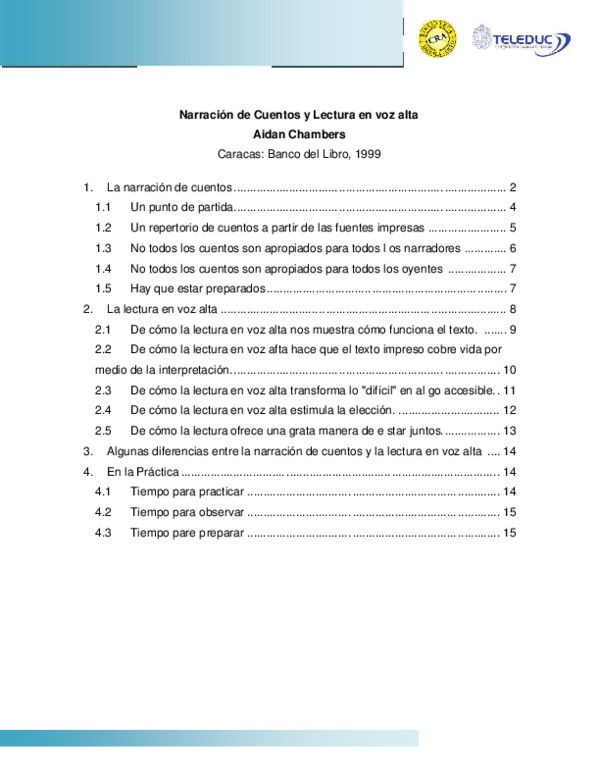 (PDF) CHAMBERS (1999) Narracion Cuentos voz alta