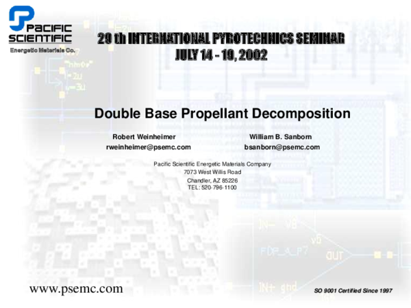 (PPT) DOUBLE BASE PROPELLANT DECOMPOSITION poster