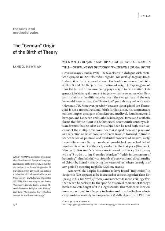 (PDF) Newman, "The 'German' Origin of the Birth of Theory"