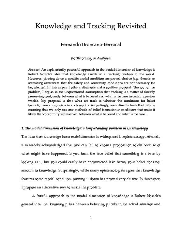 (PDF) Knowledge and Tracking Revisited