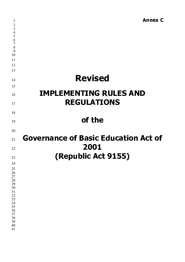 (PDF) Annex C IMPLEMENTING RULES AND Governance of Basic Education Act of