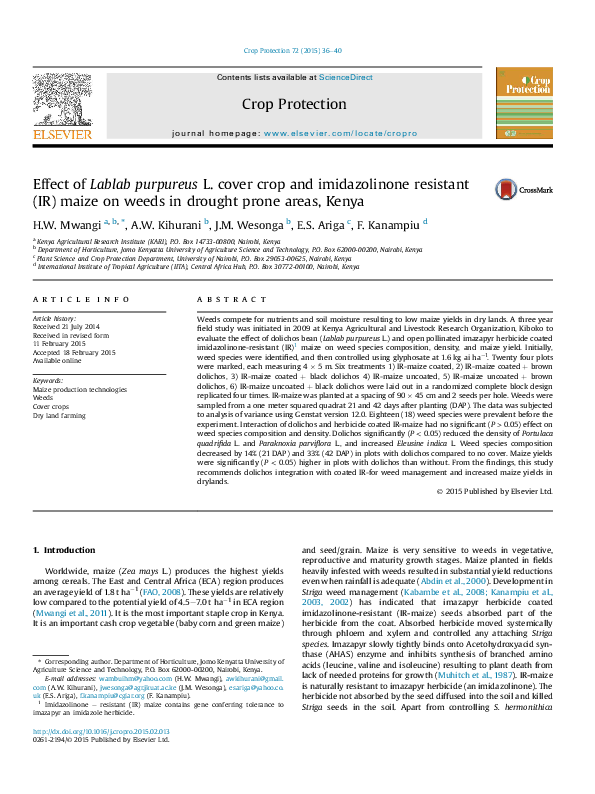 (PDF) Effect of Lablab purpureus L. cover crop and imidazolinone ...