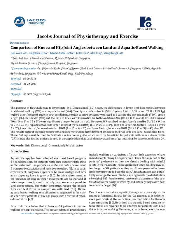 (PDF) Jacobs Journal of Physiotherapy and Exercise Comparison of Knee ...