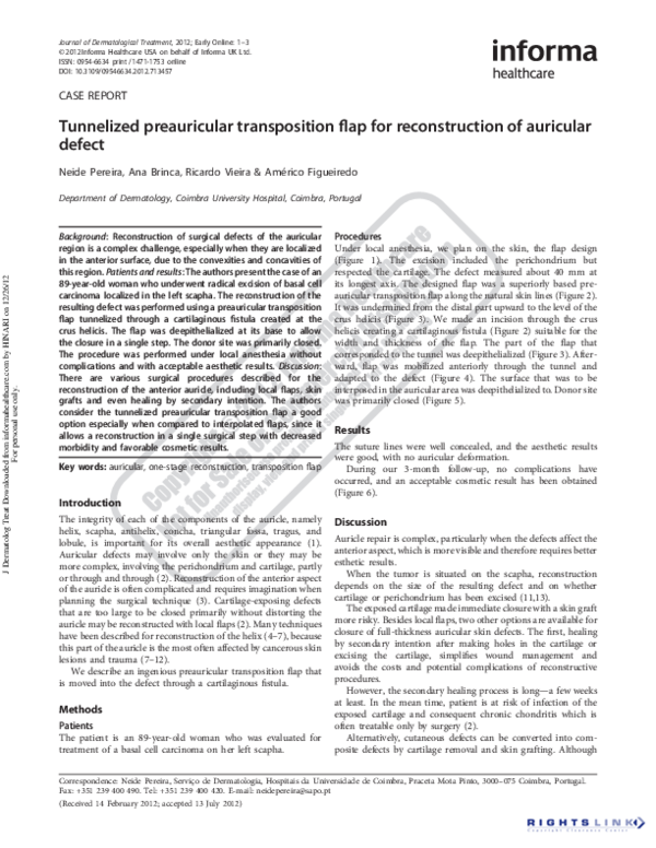 (PDF) Tunnelized preauricular transposition flap for reconstruction of ...