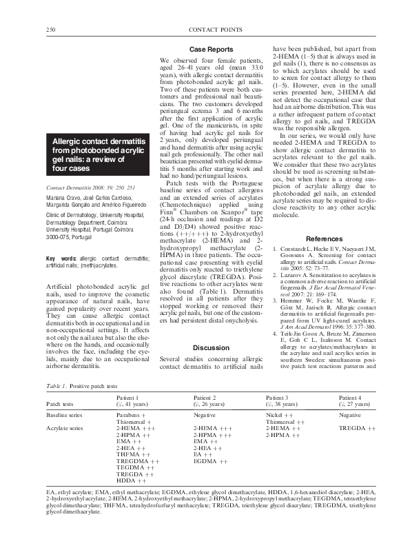 (PDF) Allergic contact dermatitis from photobonded acrylic gel nails: a ...