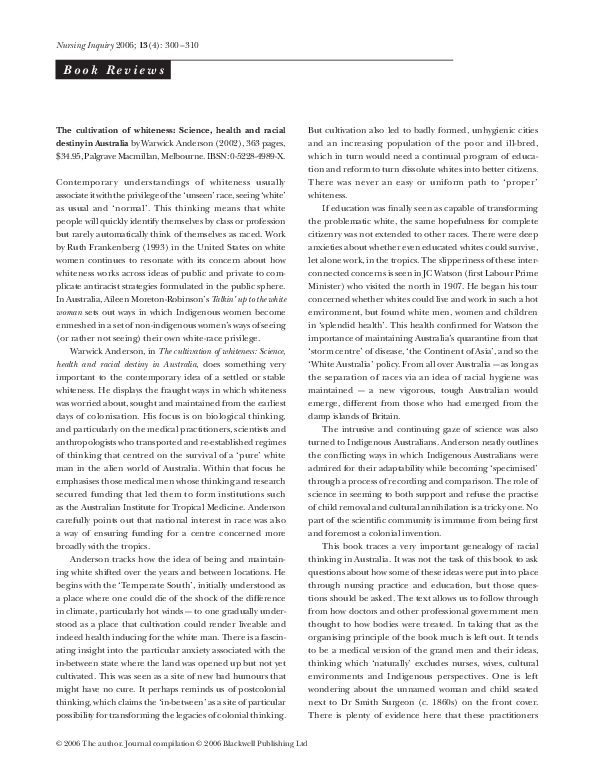 (PDF) The cultivation of whiteness: Science, health and racial destiny ...