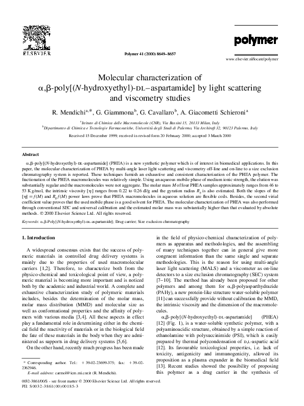 (PDF) Molecular characterization of α,β-poly[( N-hydroxyethyl)- dl ...