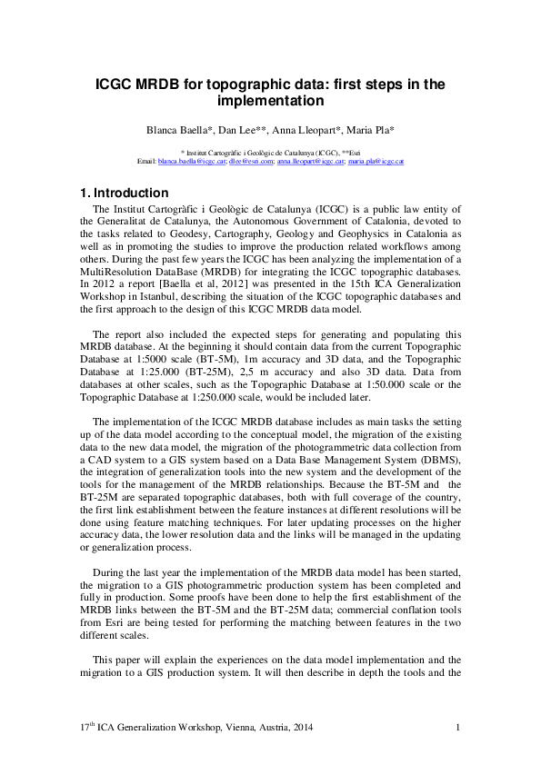 (PDF) ICGC MRDB for topographic data: first steps in the implementation