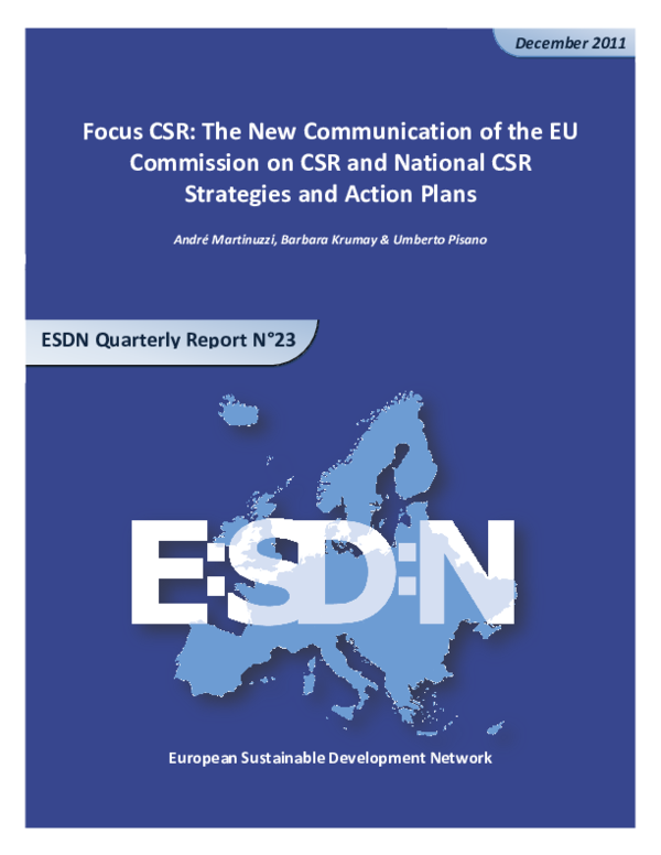 (PDF) Focus CSR: The New Communication of the EU Commission on CSR and ...
