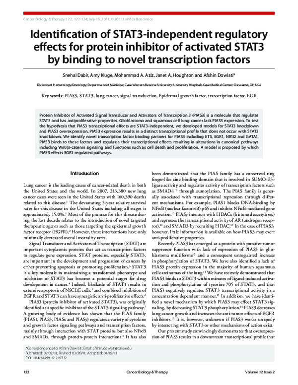 (PDF) Anomalous behaviour of the STAT3 binding site in the human c-myc P2 promoter | Stephanie ...