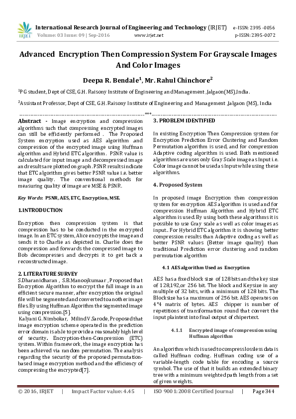(PDF) Advanced Encryption Then Compression System For Grayscale Images And Color Images