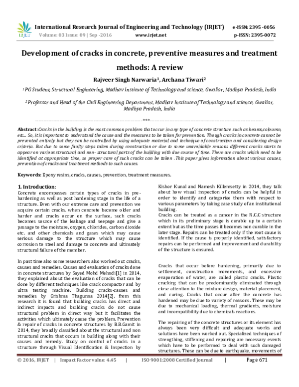 (PDF) Development of cracks in concrete, preventive measures and ...