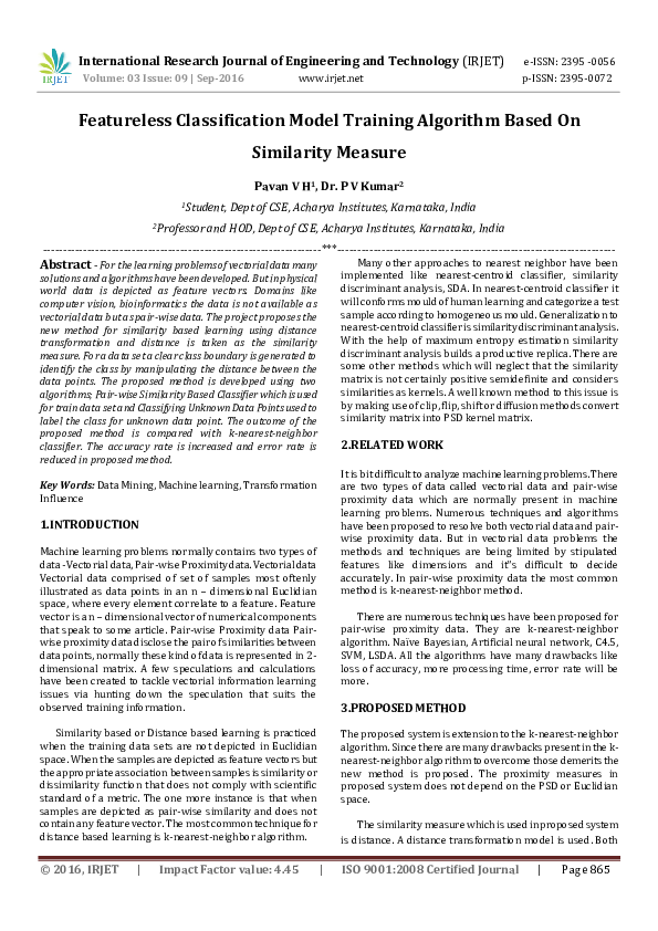 Pdf Featureless Classification Model Training Algorithm Based On