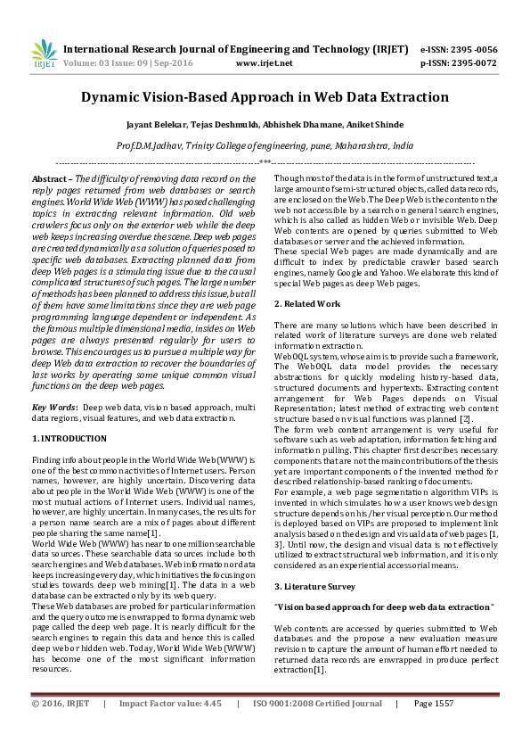 (PDF) Dynamic Vision-Based Approach in Web Data Extraction