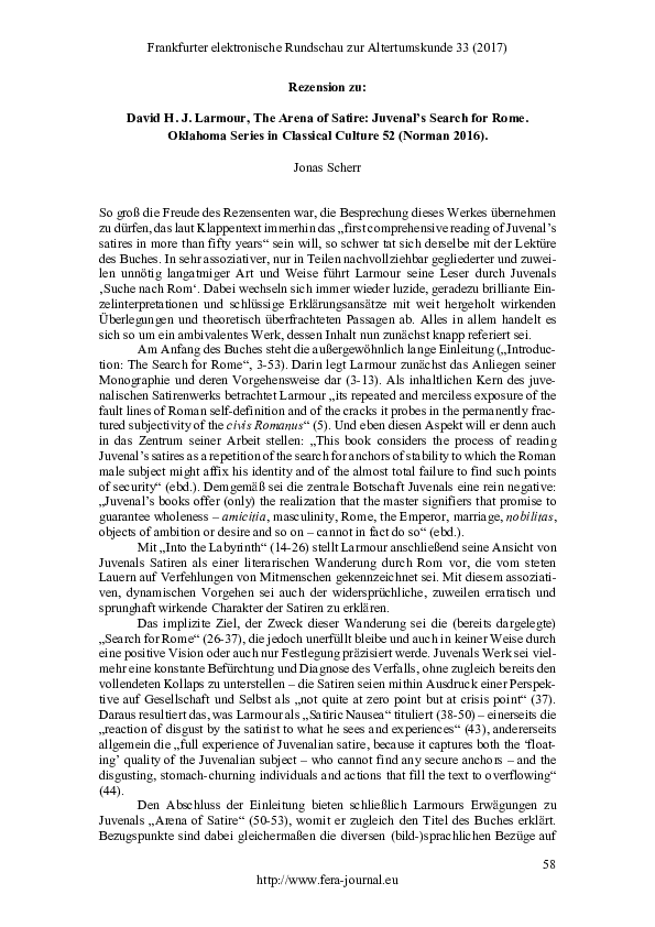 (PDF) Review: David H. J. Larmour: The Arena of Satire: Juvenal’s ...