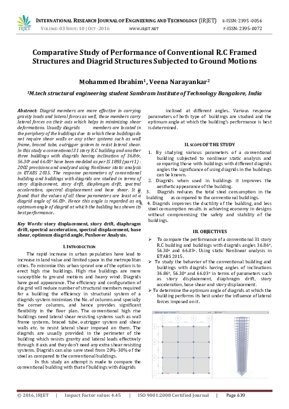 (PDF) Comparative Study of Performance of Conventional R.C Framed Structures and Diagrid ...