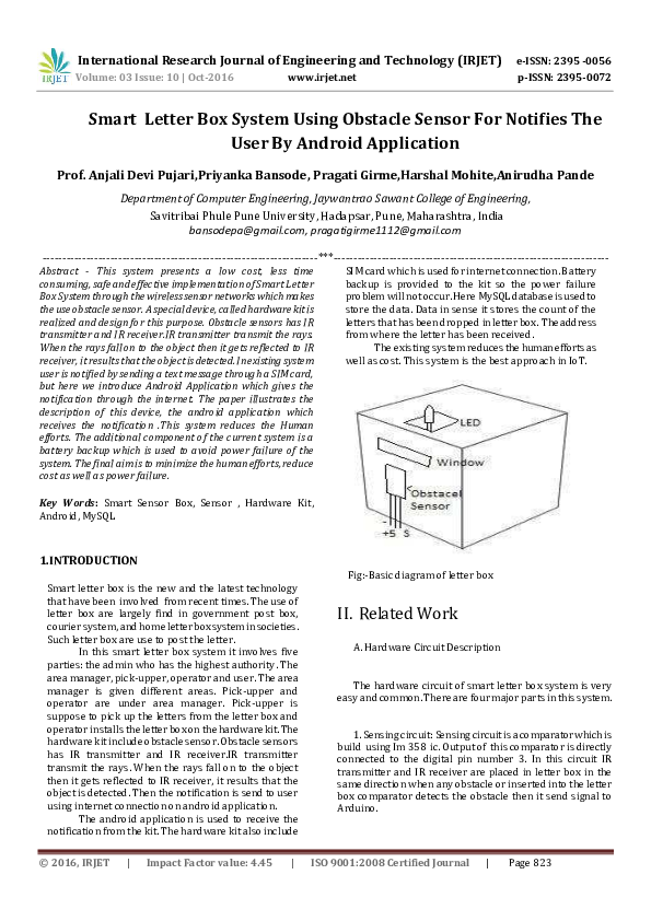 (PDF) Smart Letter Box System Using Obstacle Sensor For Notifies The ...