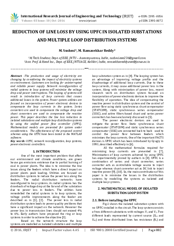 (PDF) REDUCTION OF LINE LOSS BY USING UPFC IN ISOLATED SUBSTATIONS AND MULTIPLE LOOP ...