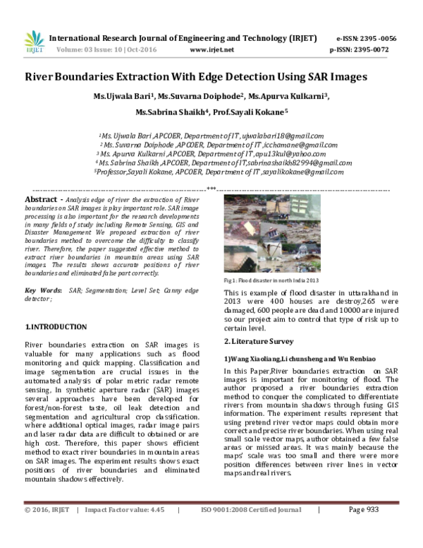 (PDF) River Boundaries Extraction With Edge Detection Using SAR Images