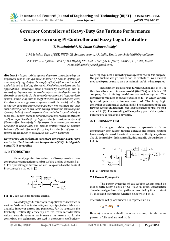 (PDF) Governor Controllers of Heavy-Duty Gas Turbine Performance ...