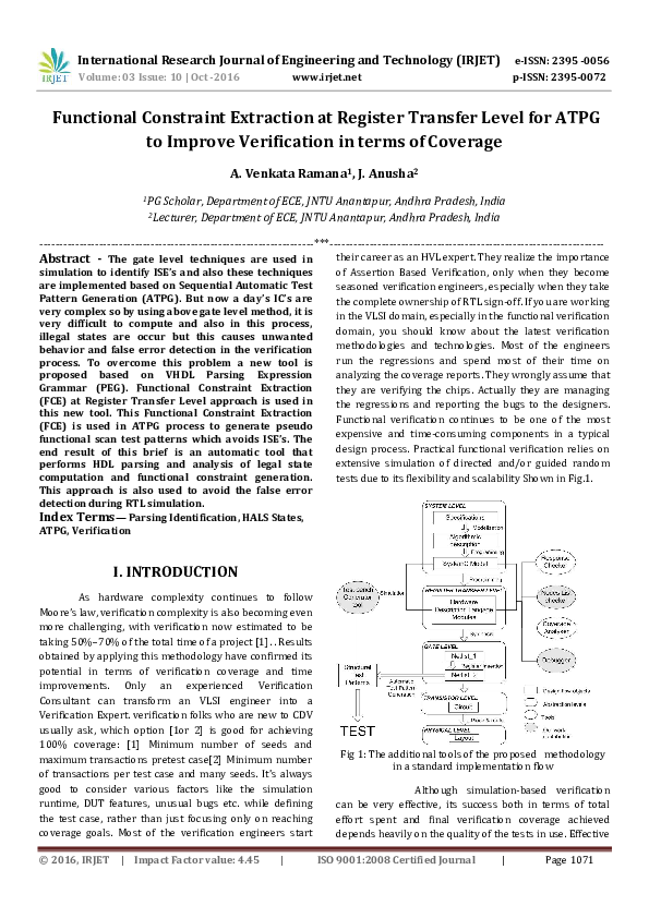 (PDF) Functional Constraint Extraction at Register Transfer Level for ATPG to Improve ...