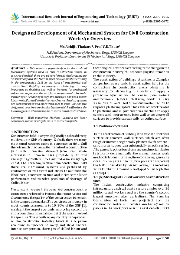 (PDF) Design and Development of A Mechanical System for Civil ...